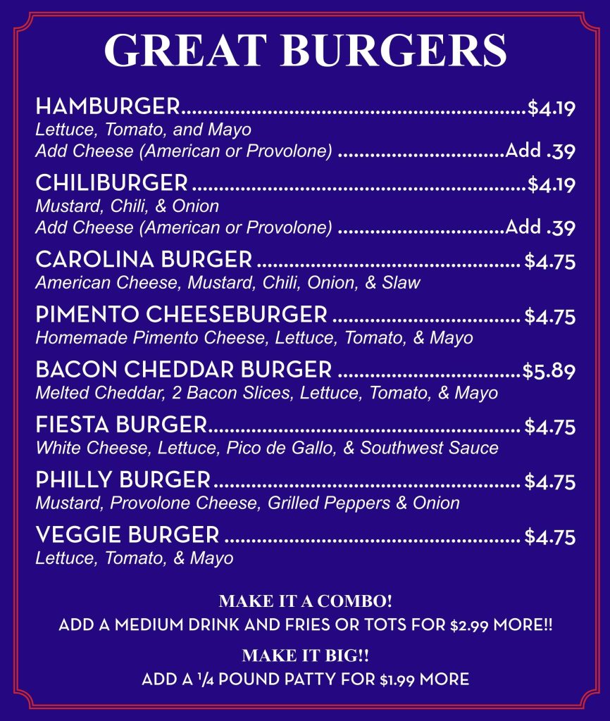 Menu | Hot Dog World | Hendersonville, NC