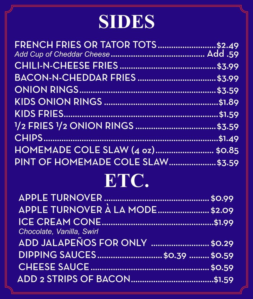 Menu | Hot Dog World | Hendersonville, NC